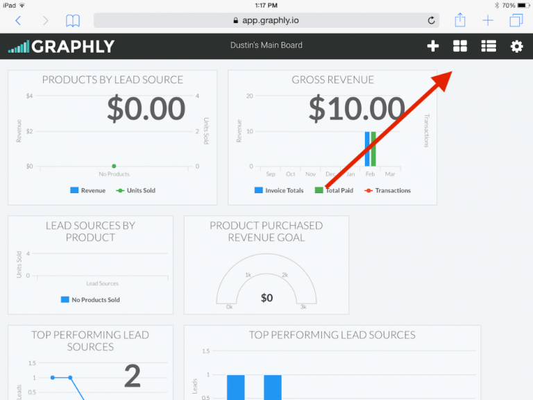 Managing your Graphly Dashboards on iPad | Graphly
